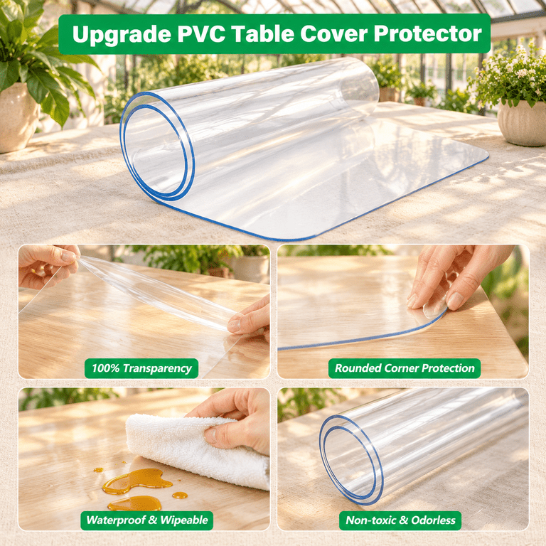 38x38 Inch 1.5mm Thick Square Pvc Table Cover Protector -r Plastic ...