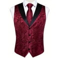 BVOFAR Mens Paisley Suit Vest Tie 3 PC Formal Floral Jacquard Waistcoat ...