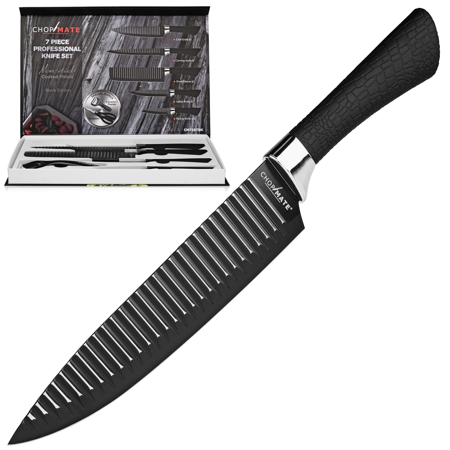 Chopmate 7 Piece Professional Knife Set Featuring Non-Stick Coated ...