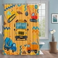 Cartoon Come on Shower Curtain for Bathroom, Excavator Mixer Truck ...