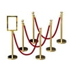 VIP Crowd Control, 6 Gold Crown Rope Stanchions + 4 Black Velour Ropes ...