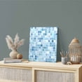 Blue White Color Block Framed Canvas Wall Art, Summer Watercolor Square ...