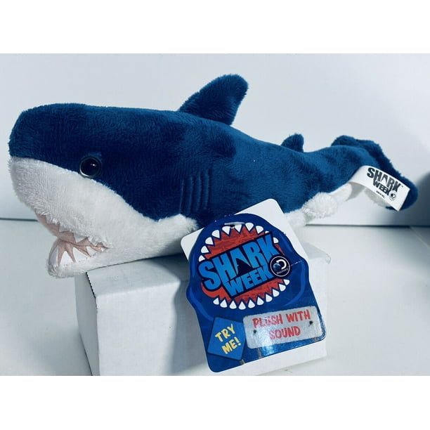 Shark Week Great White Shark PLUSH WITH SOUND, 10" Blue and White Plush ...