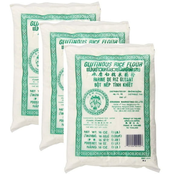 Erawan Brand Dried Glutinous Rice Flour 16 oz Pack of 2, Sweet Thai ...