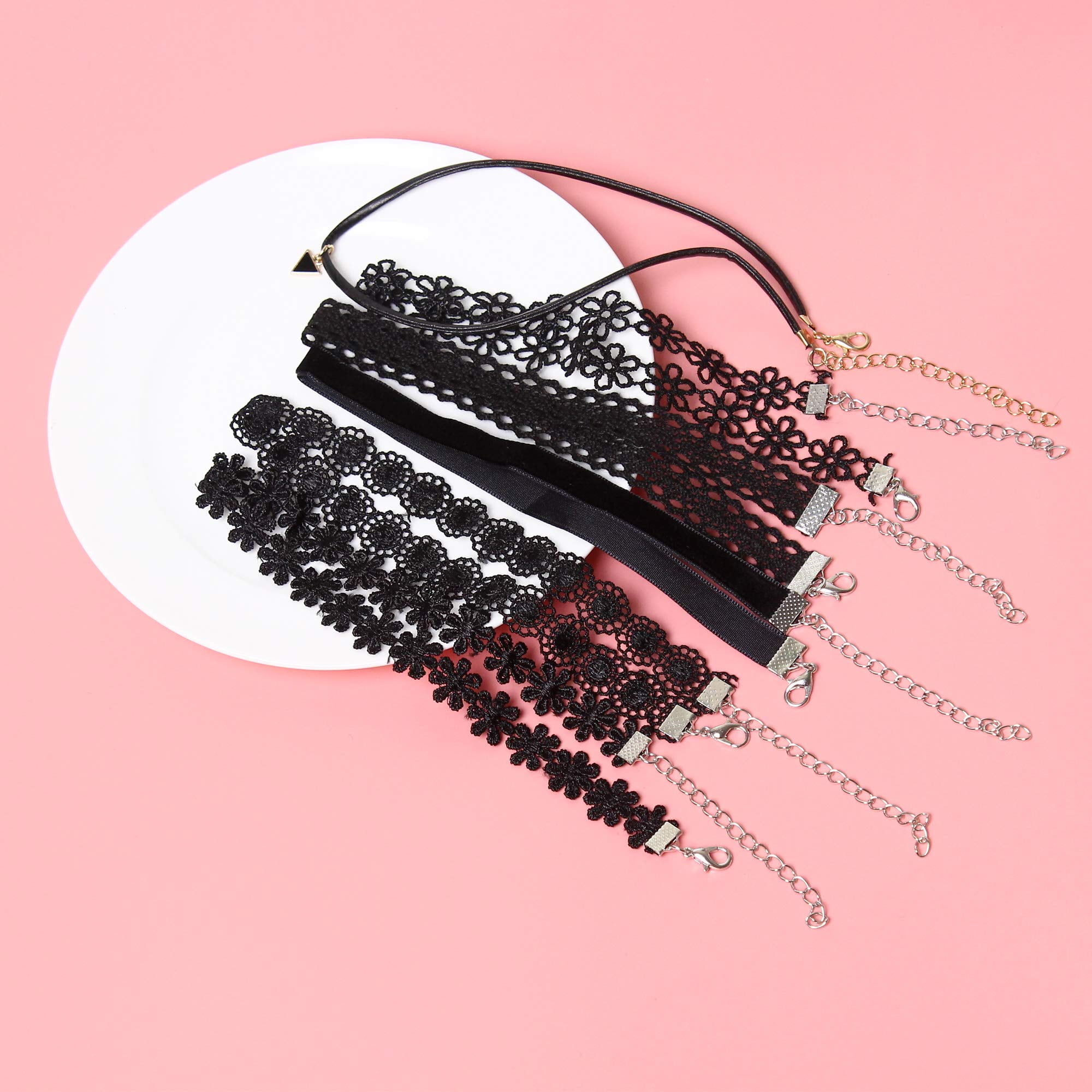 Choker Set, 6 PCS Choker Necklaces Black Velvet Choker Set Classic ...