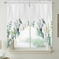 Eucalyptus Leaf Swag Curtain Valance for Window 2 Panels Watercolor ...