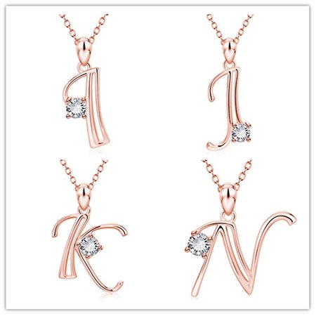 Rose Gold Letter Pendant Chain 26 English Letters Letter Necklace ...