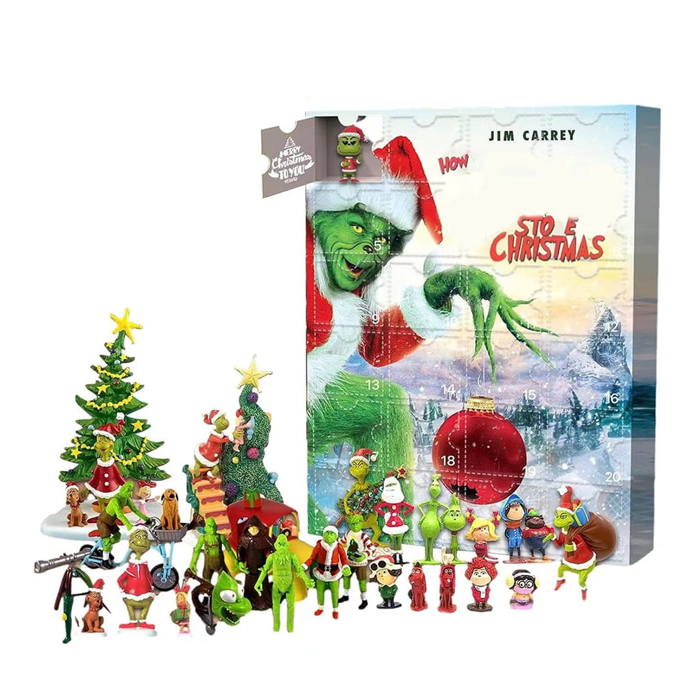 24 Days Cute Cartoon Elf Figures Doll Calendar Blindbox Grinch Panic ...