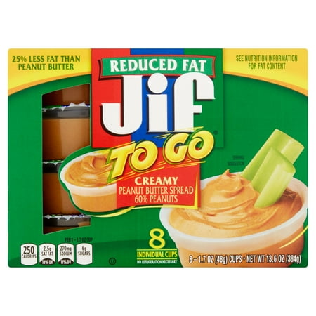 JIF Creamy Reduced Fat To Go Peanut Butter, 8 ct - Walmart.com
