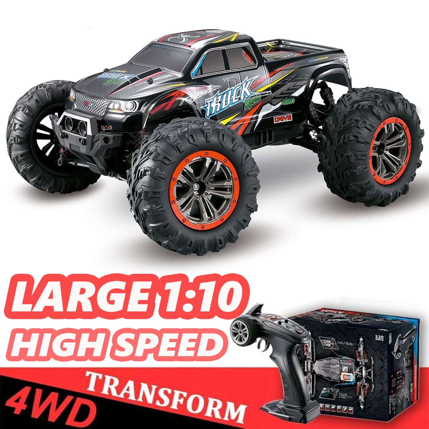 RC Car 46+KM/H High Speed Remote Control Car 4WD Large 1:10 Scale ...