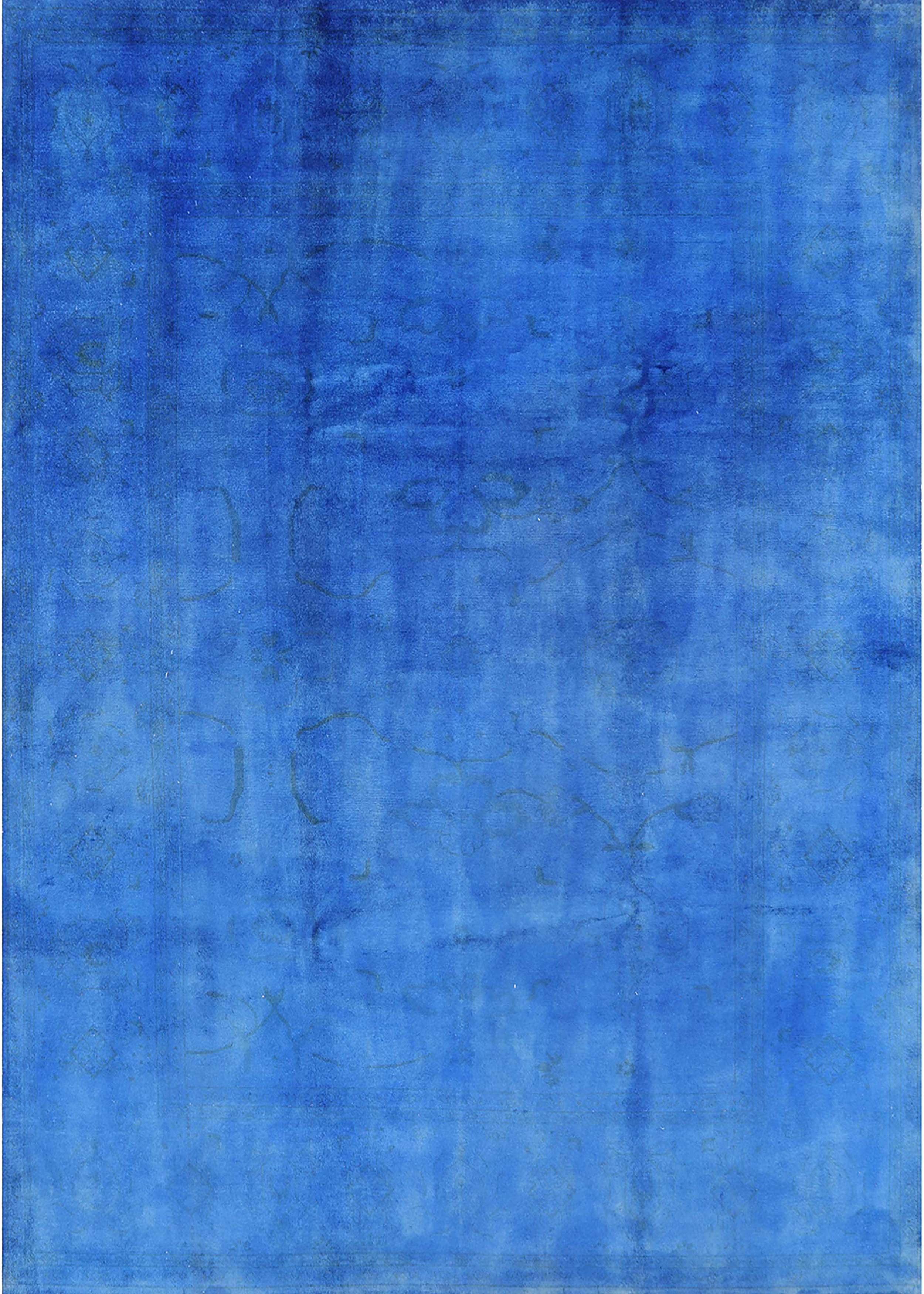 Ahgly Company Indoor Rectangle Mid-Century Modern Neon Blue Oriental ...