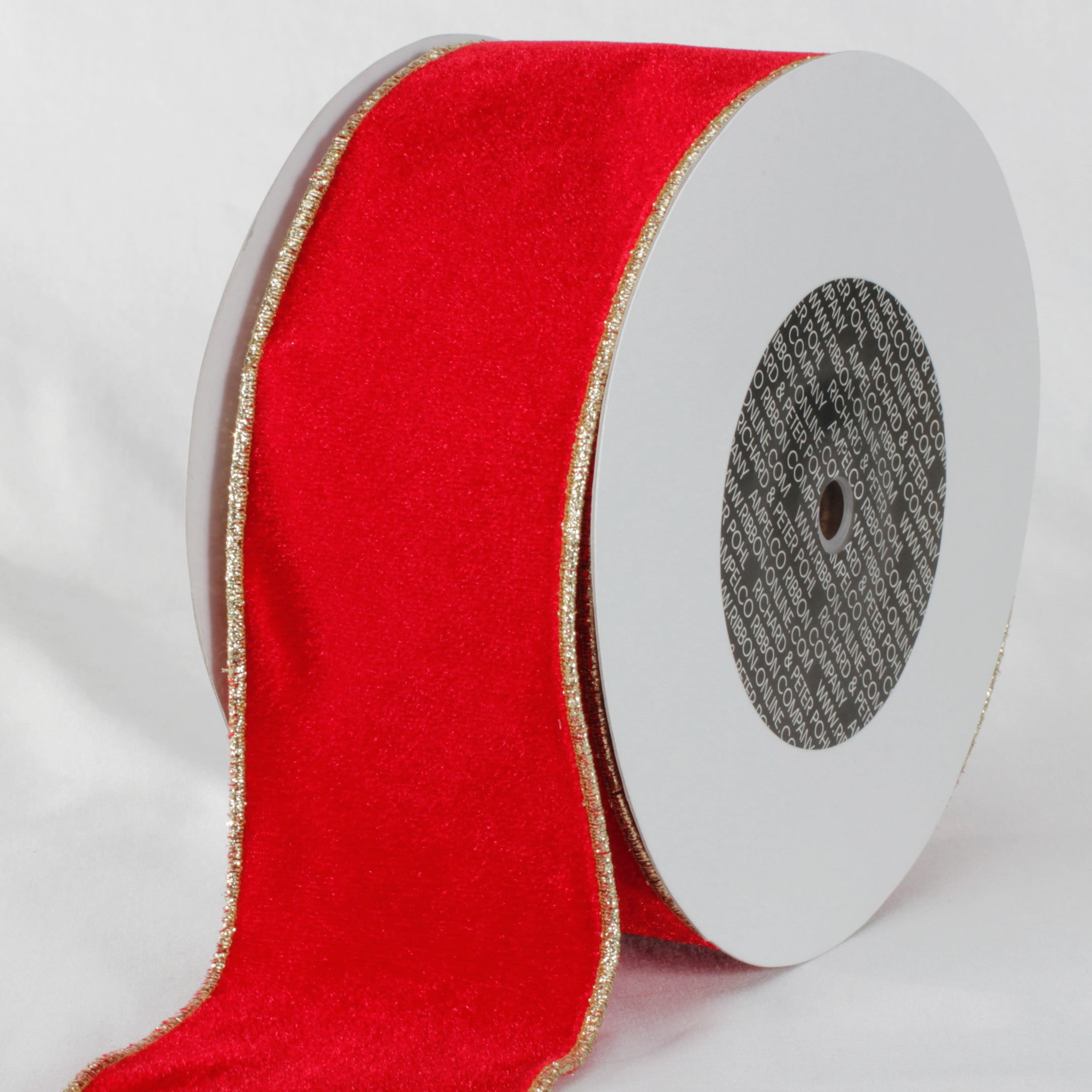 Red And Gold Colored Woven Edge Soft Velvet Ribbon 3 X 20 Yards red-and-gold-colored-woven-edge-soft-velvet-ribbon-3-x-20-yards