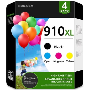 HP 910/910XL High-Yield Ink Cartridges, 4-Pack (Black, Cyan, Magenta ...