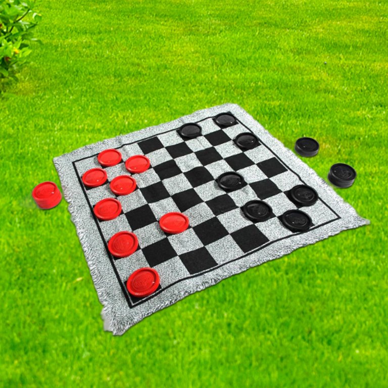 Reversible Game Mat 3-in-1 Giant Checkers Game Set - Reversible Floor ...