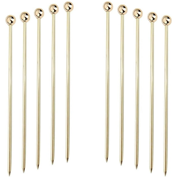 10pcs Cocktail Sticks Set Stainless Steel Fruit Sticks,Reusable Drink ...