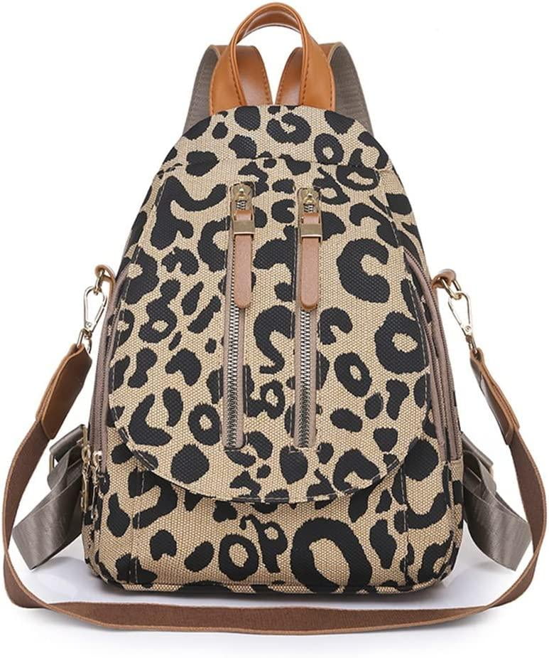 Leopard Print Backpack for Women Pu Leather Cheetah Print Shoulder ...
