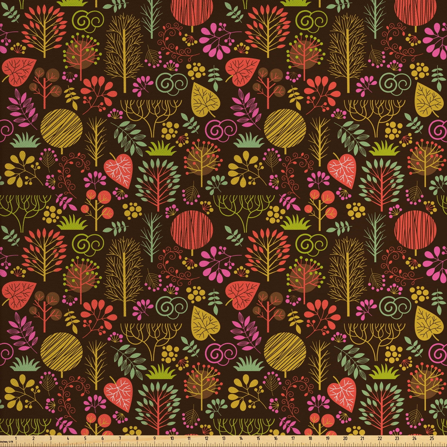 Autumn Fabric by The Yard, Continuous Pattern of Colorful Botanical ...