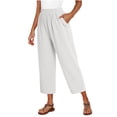 AHTJRT Women's Casual Capri Pants 3/4 Length Wide Leg Pants with ...