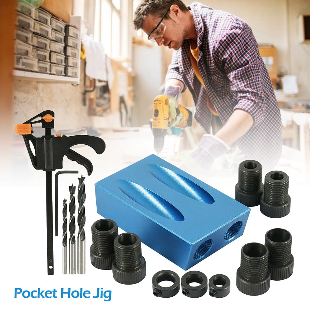 15pcs/Set Blue Pocket Hole Jig Kit Woodworking Guide Oblique Drill ... 15pcs/Set Blue Pocket Hole Jig Kit Woodworking Guide Oblique Drill ...