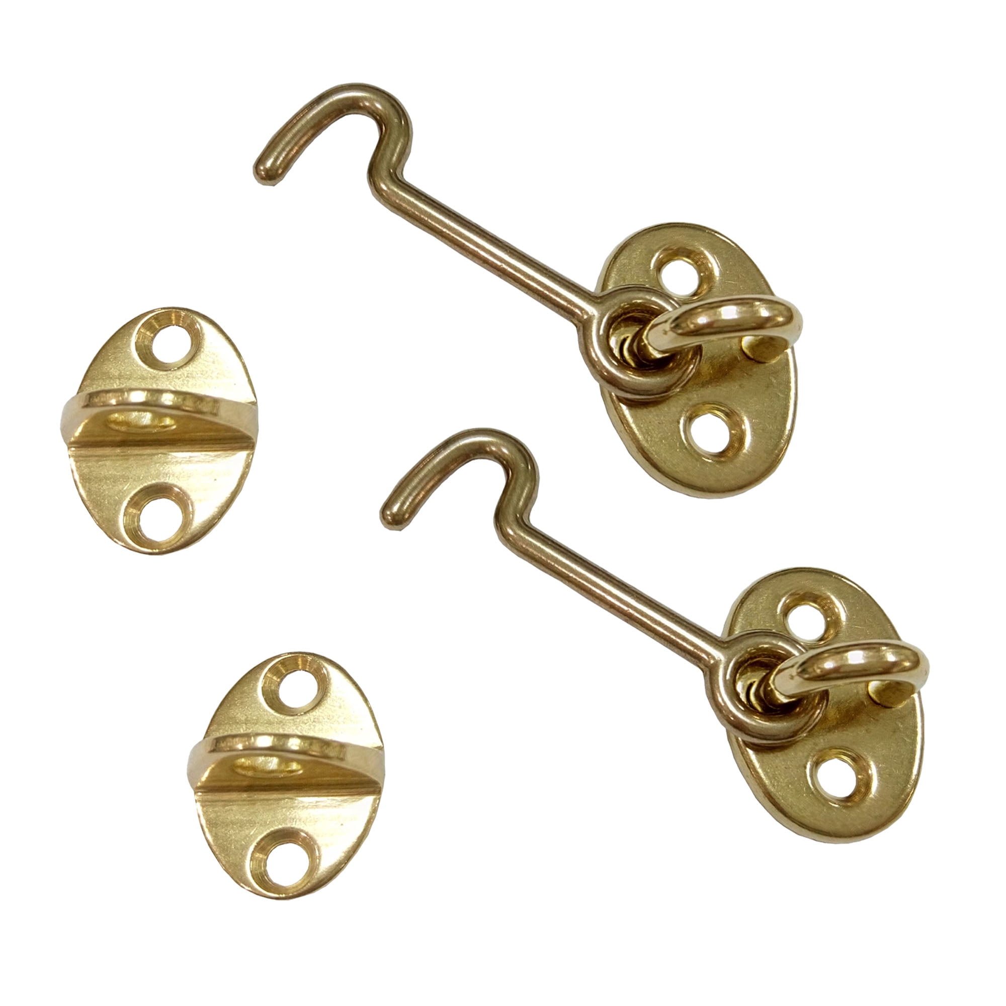 QCAA Forged Brass Cabin Hook Latch & Eye, 2-1/2", Vibrated Brass, 2 ...