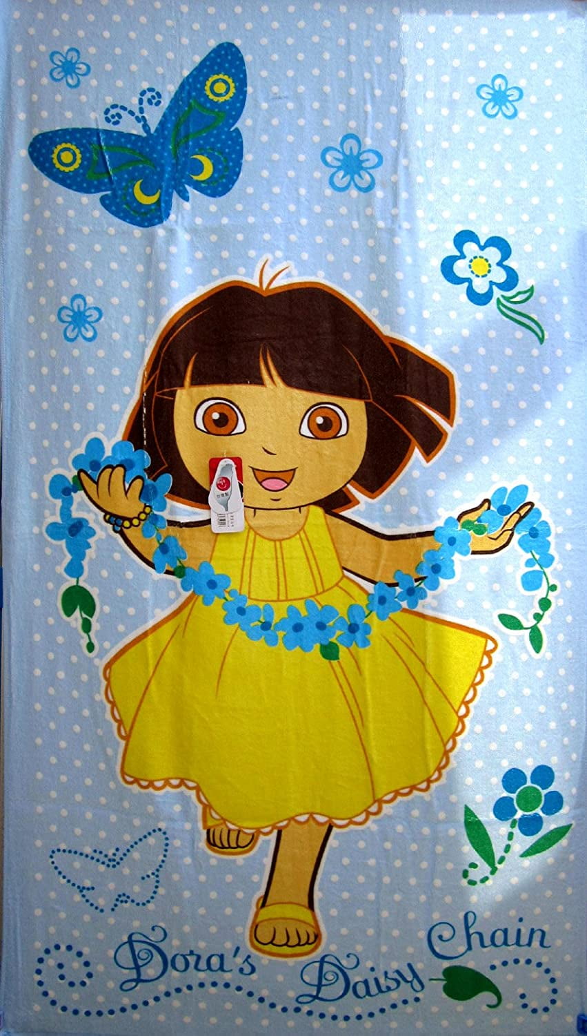 Blue Dora the Explorer Towel - Dora Chasing Butterfly Beach Bath Towel ...