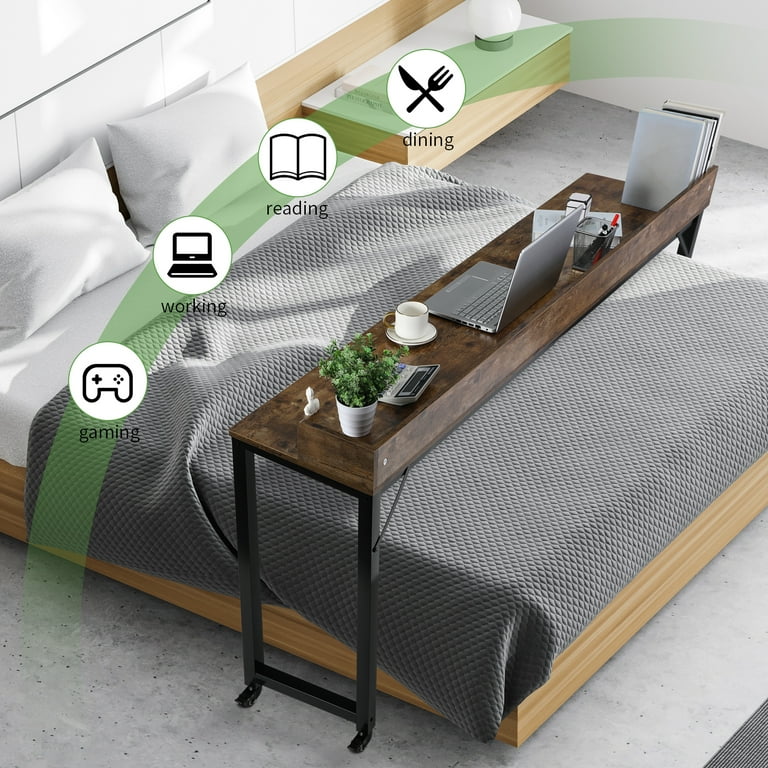 Tribesigns Overbed Table With Wheels, Queen Size Mobile, 52% OFF
