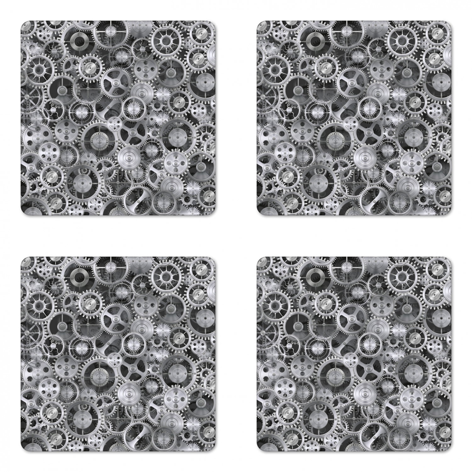 Clock Coaster Set of 4, Realistic Look Cogwheels Mechanism Gear ...