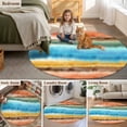 Abstract Waves Small Round Rug 3Ft Watercolor Orange Blue Modern ...