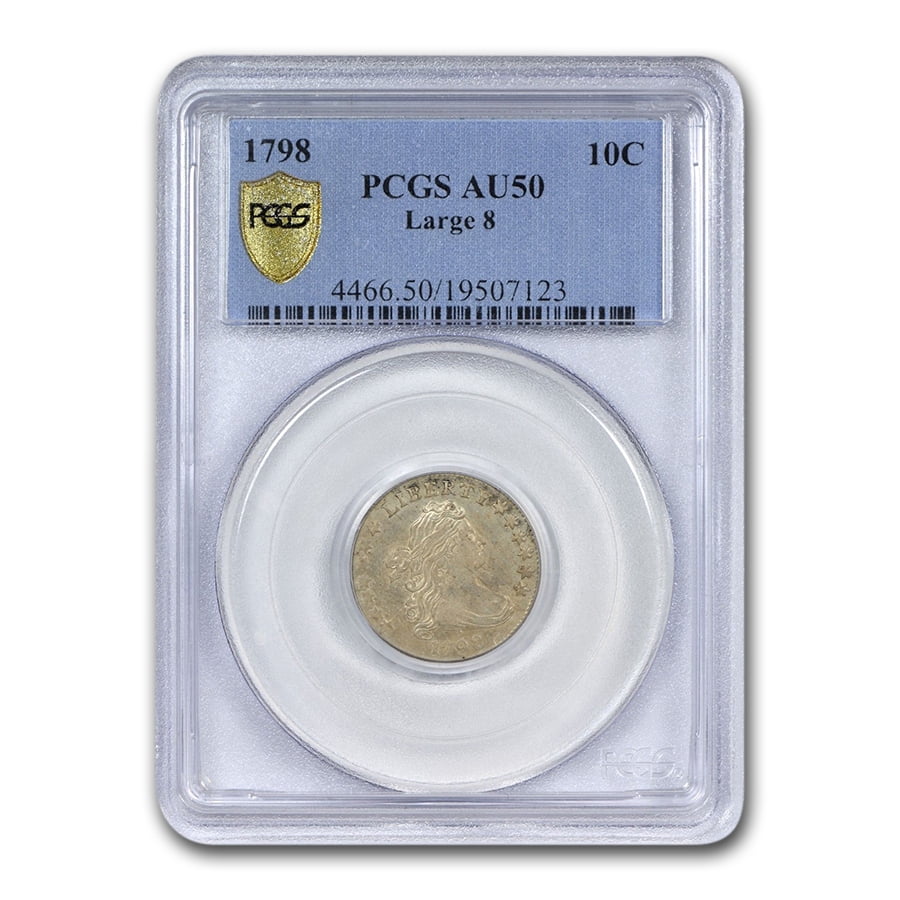 1798 Draped Bust Dime AU-50 PCGS (Large 8) - Walmart.com