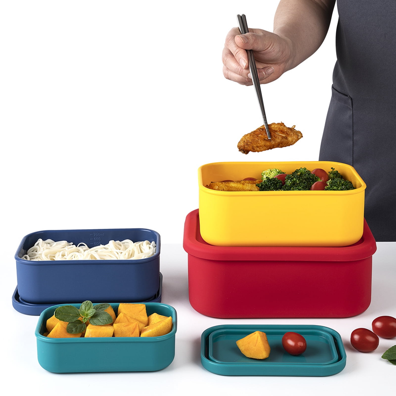 Heat-resistant Silicone Lunch Box with Lid - Leakproof Fresh-keeping ...