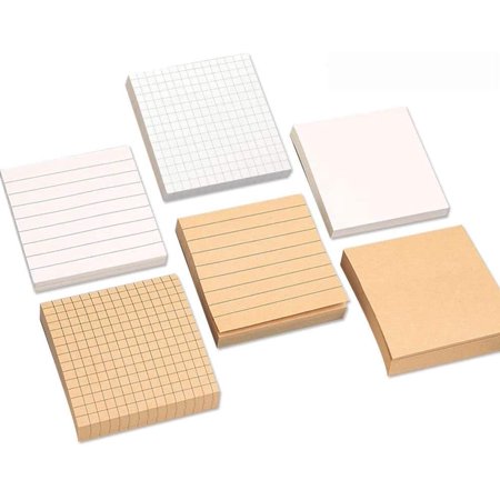 6 pcs Lined Sticky Notes Self-Stick Notes 3 in 3 in, 80 Sheets/Pad ...