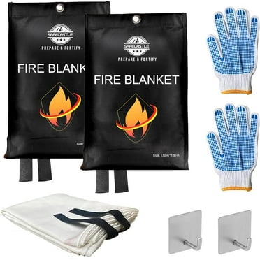 2 Pack 47"x47" Fire Blanket, Large Fire Cloth, Survival Blanket Must ...