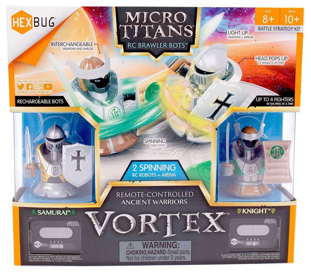 Hexbug Vortex Samurai vs. Knight R/C Robot 2-Pack & Arena - Walmart.com