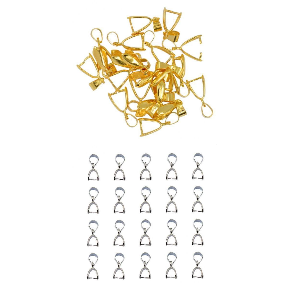 40x 14/8.5mm Brass Bails Connector Clasp for Necklace Peant Jewelry ...