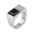 Forever New Square Onyx Textured Top Ring in 316L Stainless Steel ...