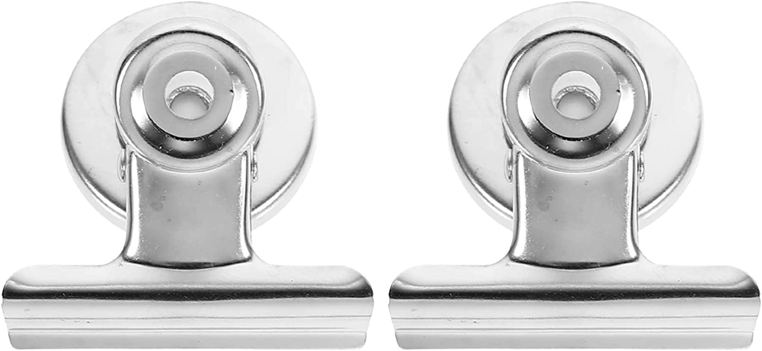 2 Pcs Refrigerator Magnet Clips Stainless Steel Magnetic Memo Note Clip ...
