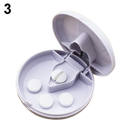 HEVIRGO Medical Pill Half Quarter Splitter Storage Compartment Box ...