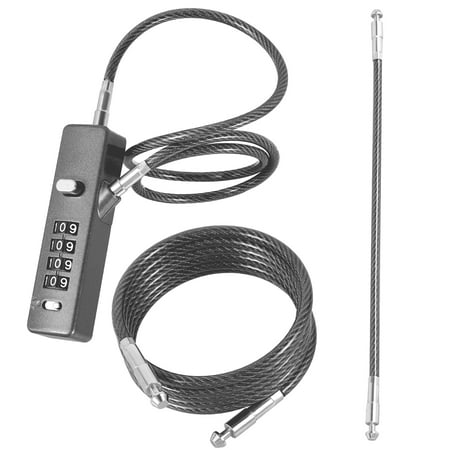 Cable Combination Lock 4-Digit Cable Rope Password Lock with 3 Cables ...