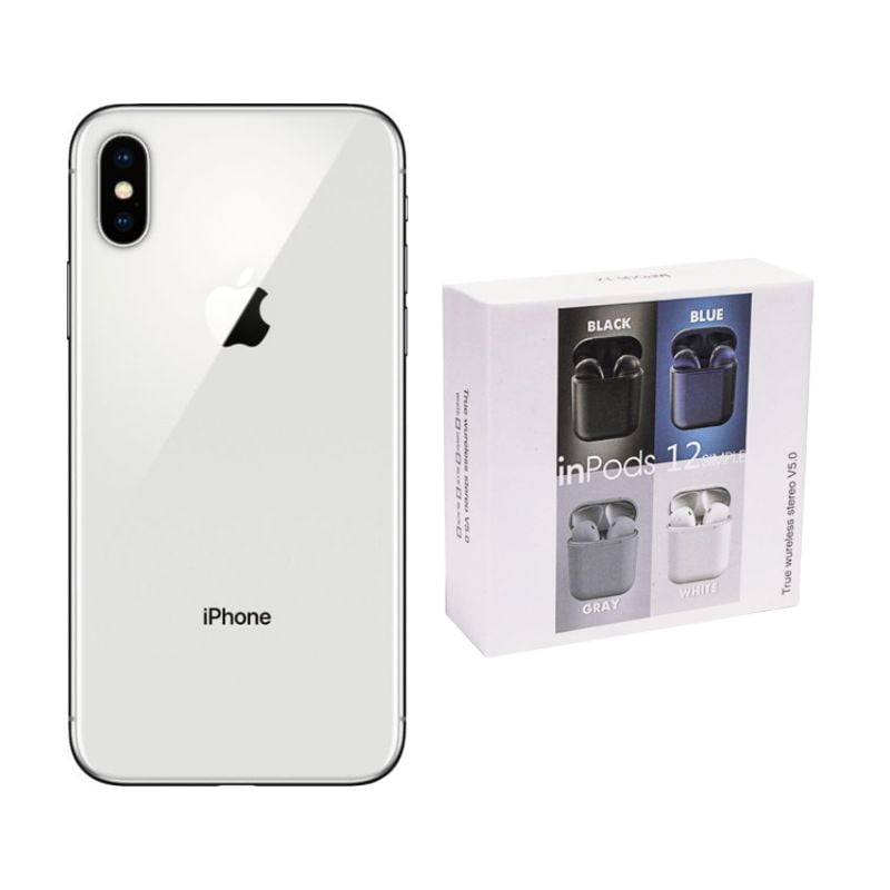 iPhone X 64GB Reacondicionado Plata + Audífonos Genéricos Apple Galaxy ...