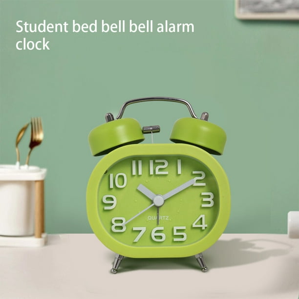Alarm Clock Non-Tick Sweeper Bedroom Glass Mirror Timepiece Clocks ...