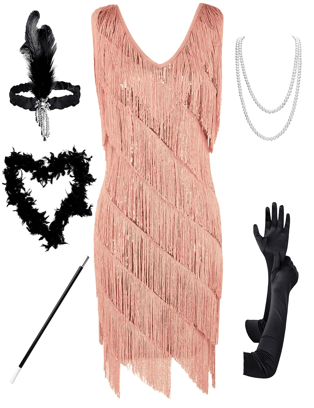 PrettyGuide Women's Flapper Dress Sequined Fringe 1920s Gatsby Party ...