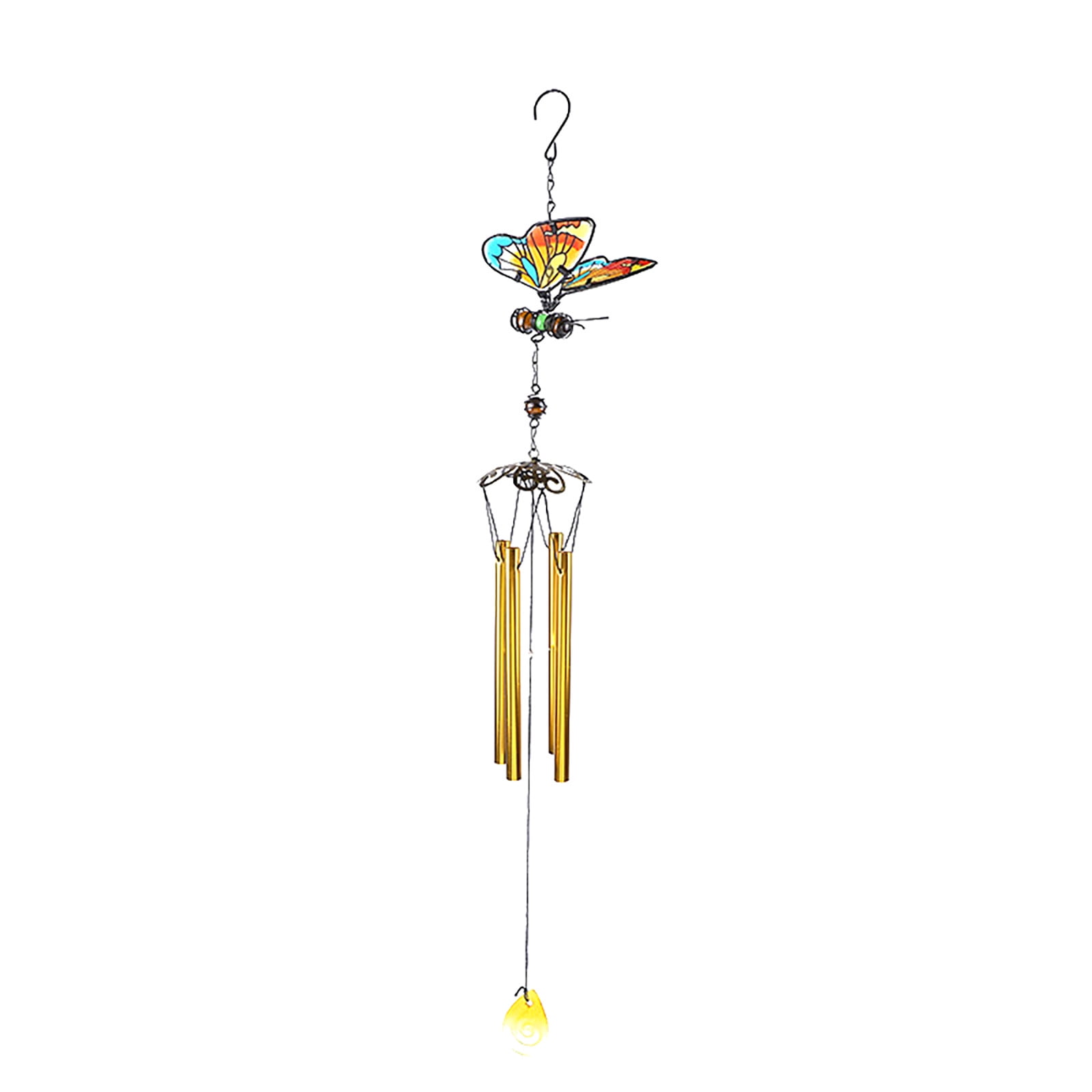 Jikolililili Butterfly Wind Chimes, Outdoor Windchime Stained Glass Sun ...