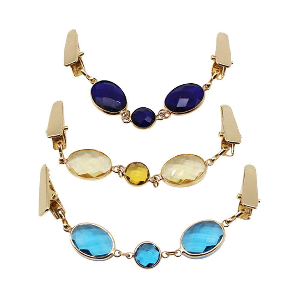 3PC Women's Sweater Clips Glass Crystal Sweater Clips Bundle Clips ...