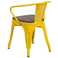 BizChair 4 Pk. Yellow Metal Chair with Wood Seat and Arms - Walmart.com