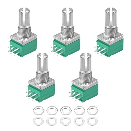 5K Ohm Variable Resistors Double Rotary Carbon Film Taper Potentiometer ...