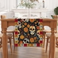 Jiibva Mexican Skull Floral Day Of The Dead Linen Table Runners Home ...