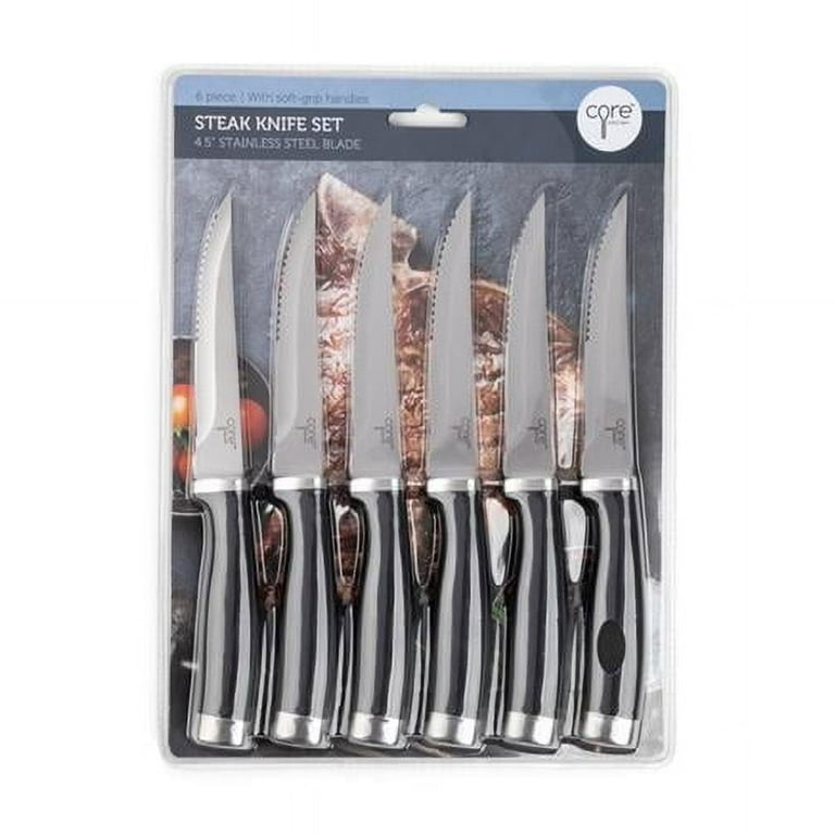 Calacatta Gold Set Of 6 Kitchen Steak Knives - Toothed Stainless Steel ...