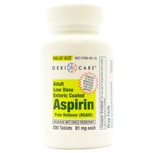 Gericare Aspirin EC 81mg Tabs (Bottle of 200) - Walmart.com