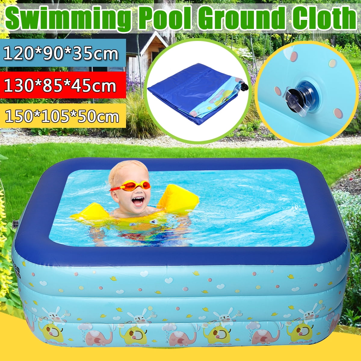 120/130/150cm Inflatable Swimming Pool, Garden Outdoor Paddling ...