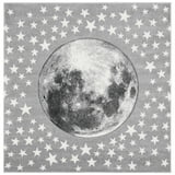 SAFAVIEH Carousel Kids Moon in the Stars Area Rug, Light Grey/White, 3 ...